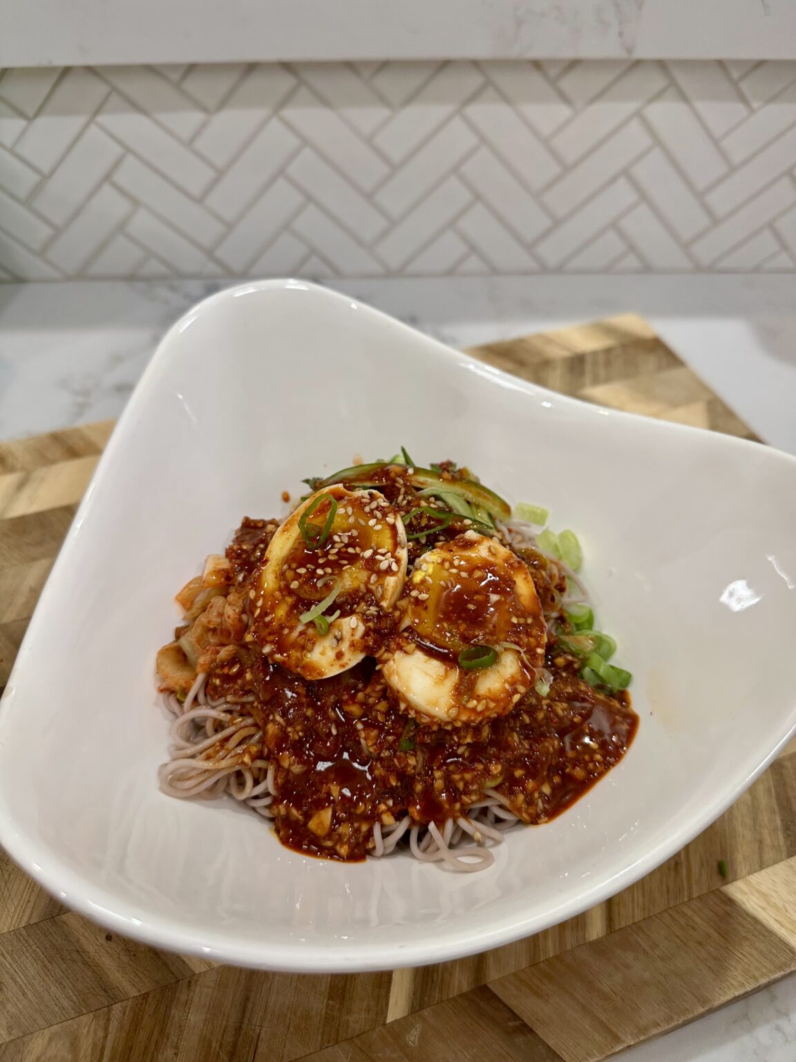 korean spicy cold noodles - TheSpicyJuju