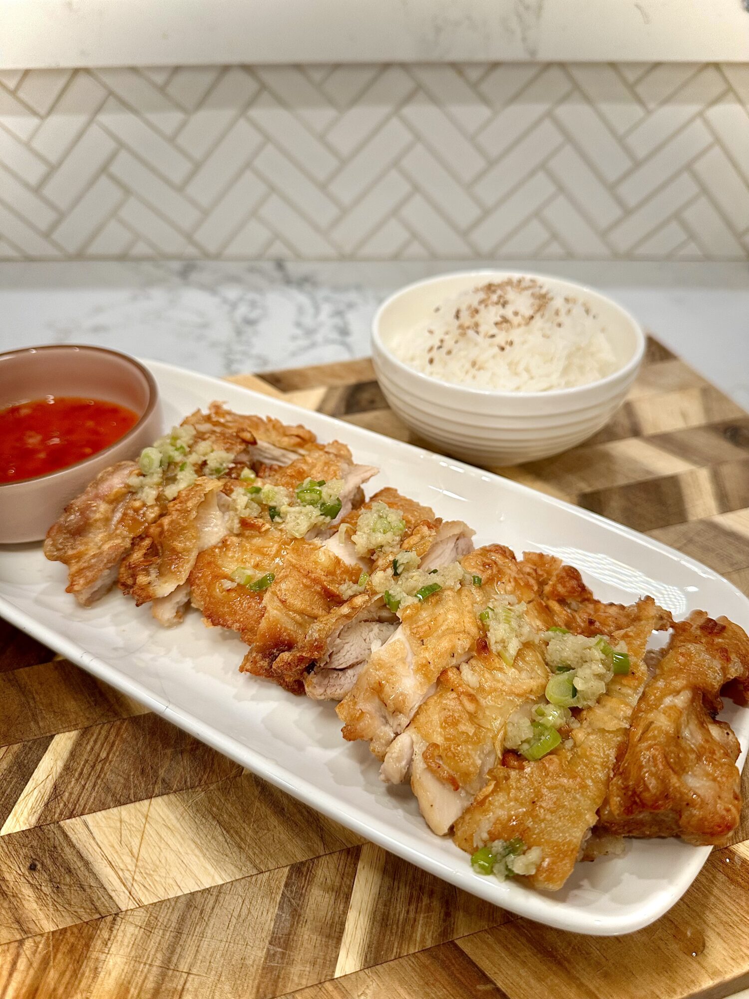 Crispy Chicken Thighs with Ginger Scallion Oil - TheSpicyJuju